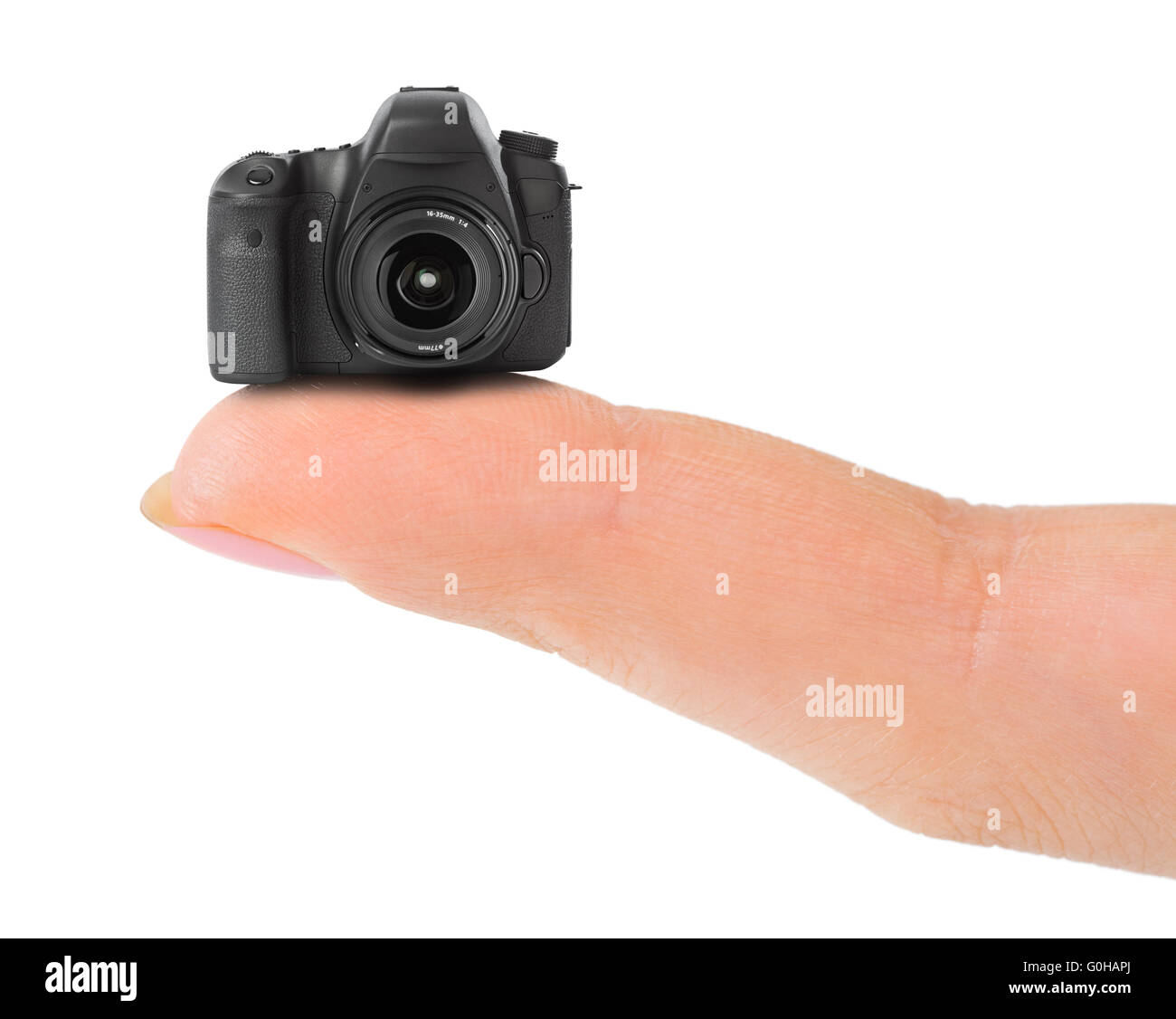 Finger and small camera Stock Photo - Alamy