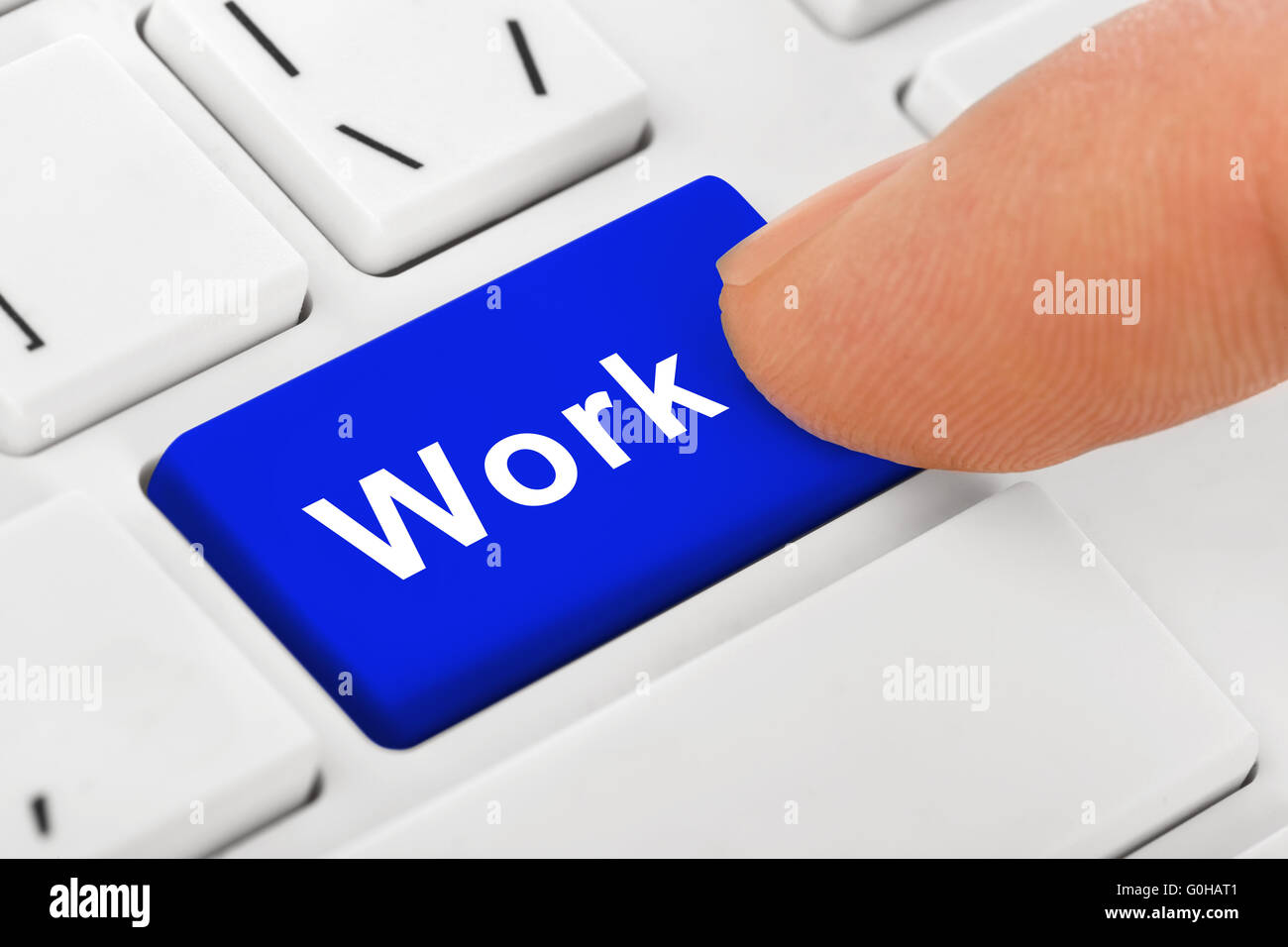 Computer notebook keyboard with Work key Stock Photo - Alamy