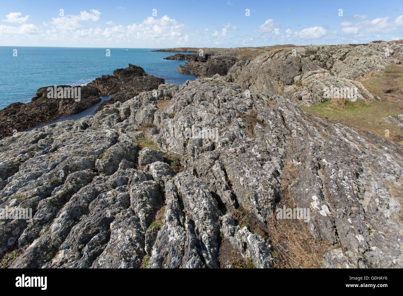 The Wales and Anglesey Coastal Path in North Wales. Picturesque view of ...