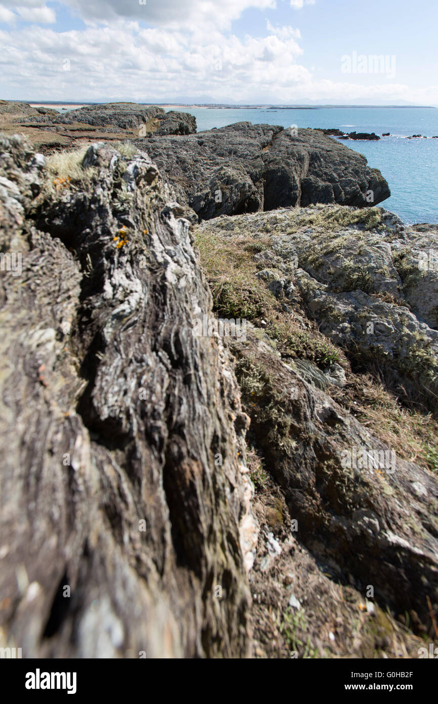 The Wales and Anglesey Coastal Path in North Wales. Picturesque view of ...