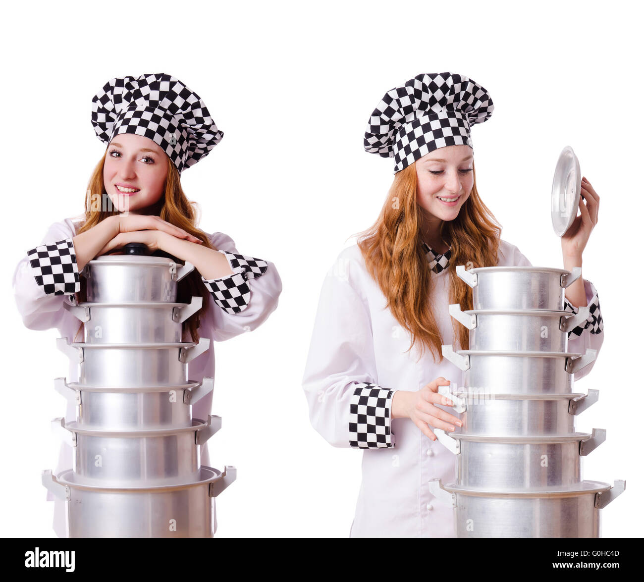 Woman cook isolated on the white Stock Photo - Alamy