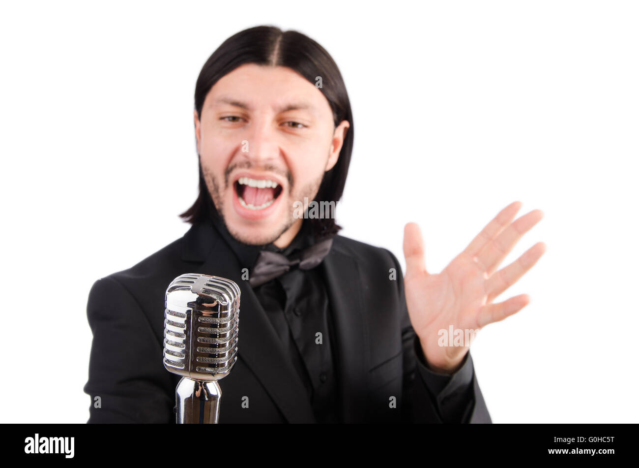 Man singing in the karaoke club Stock Photo - Alamy