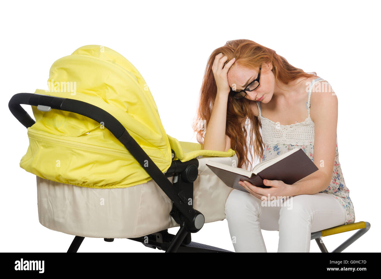 Mother on the walk baby stroller cart woman pushing pram hi-res stock ...