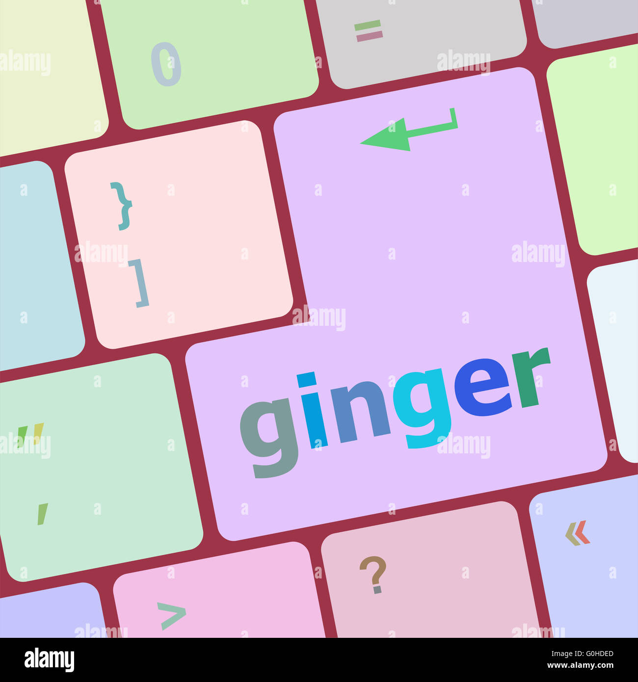 ginger word on keyboard key, notebook computer button vector ...