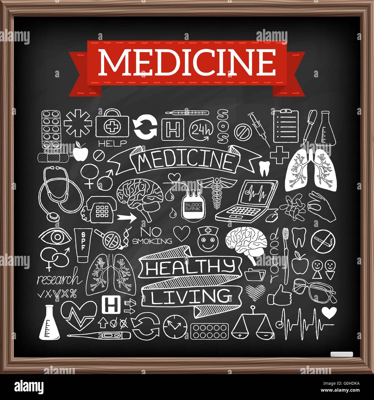Medical doodles on chalk board Stock Vector Image & Art - Alamy