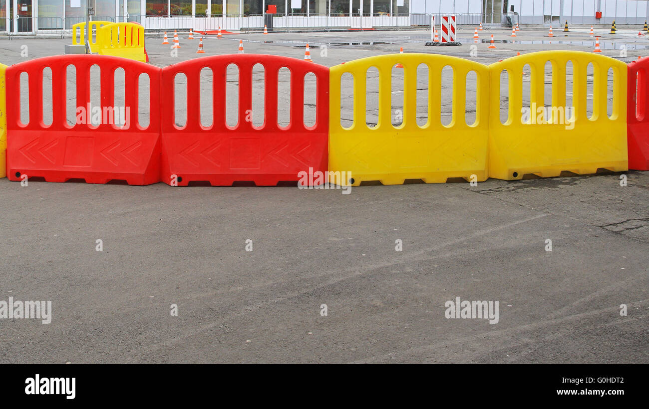 Yellow plastic safety barriers hi-res stock photography and images - Alamy