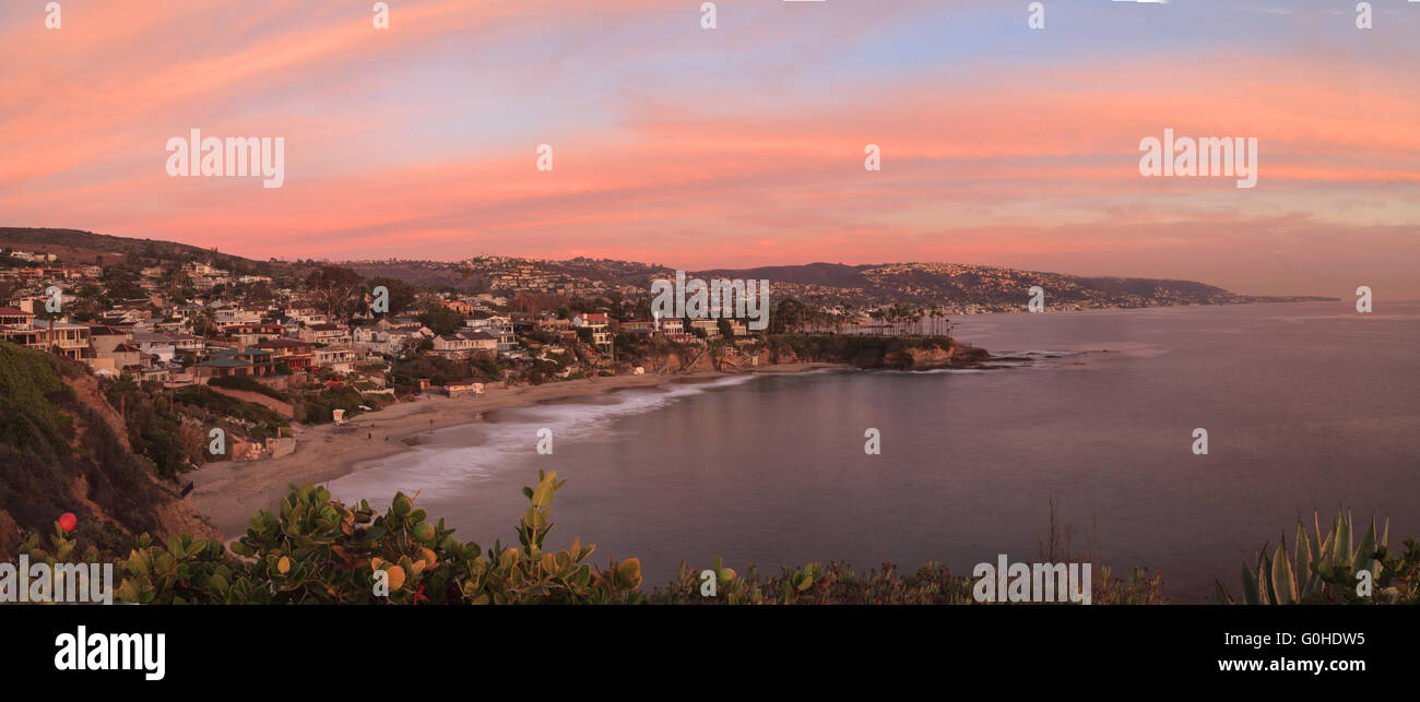 Crescent Bay beach panoramic view of the ocean at sunset Stock Photo ...
