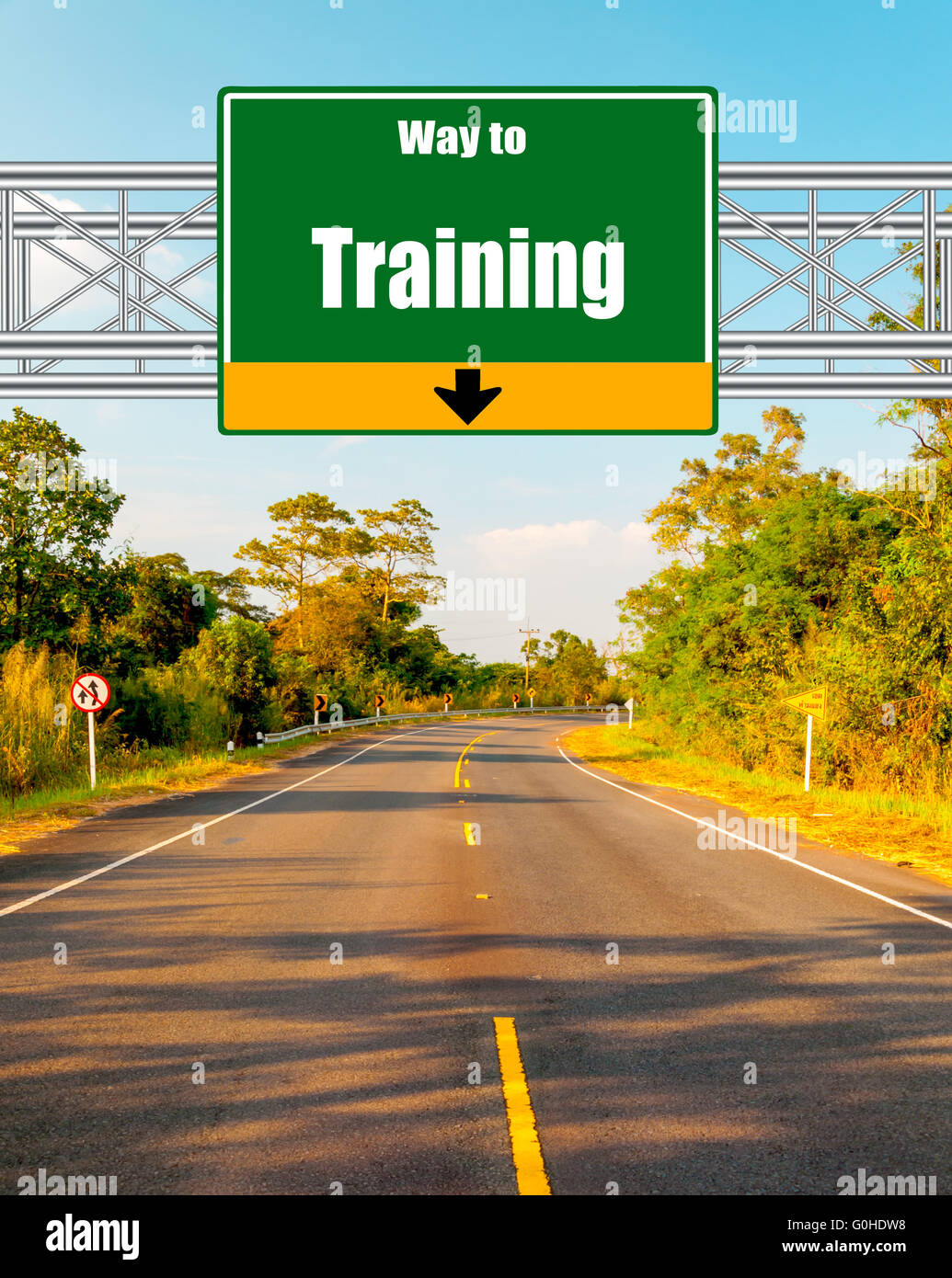 Road Sign concept Country Road and landscape Stock Photo - Alamy