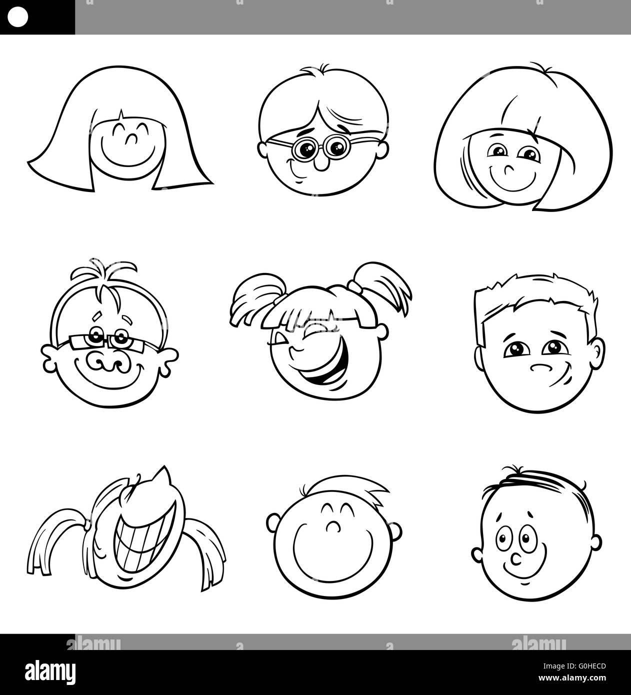 children faces characters set Stock Photo - Alamy