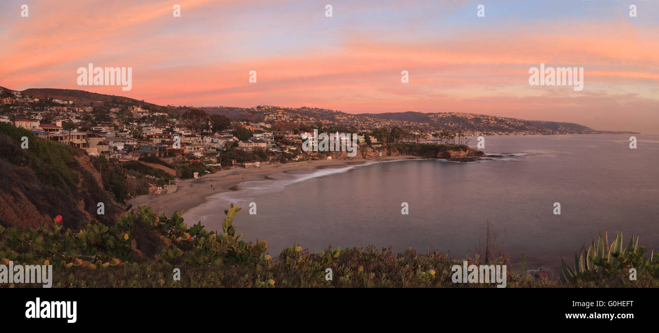 Crescent Bay beach panoramic view of the ocean at sunset Stock Photo ...