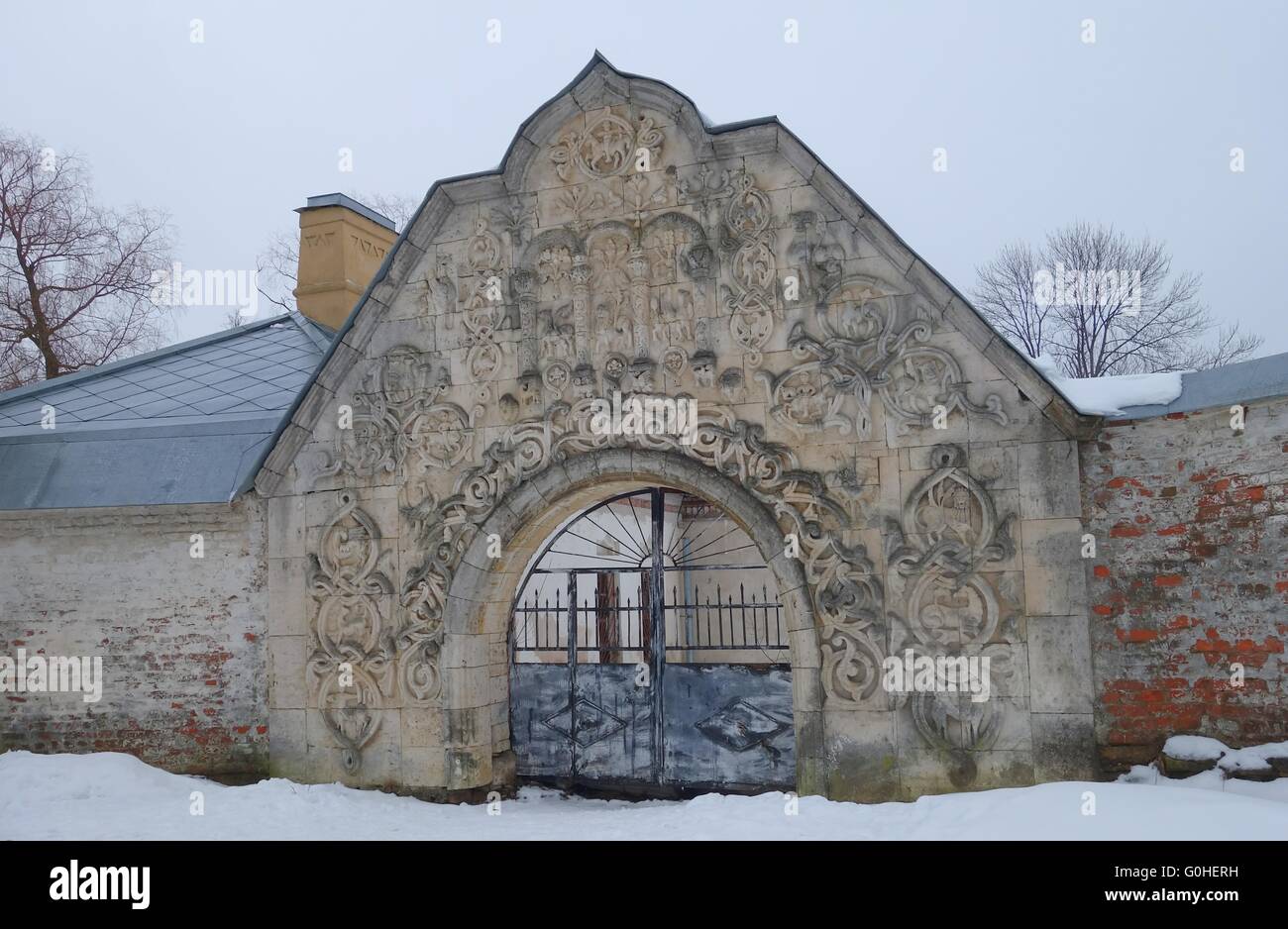 White stone gate Stock Photo - Alamy