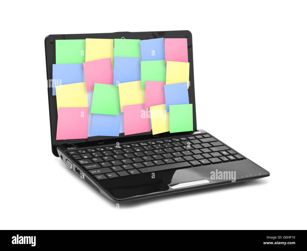 Sticky Note Papers on Notebook computer Screen Stock Photo - Alamy