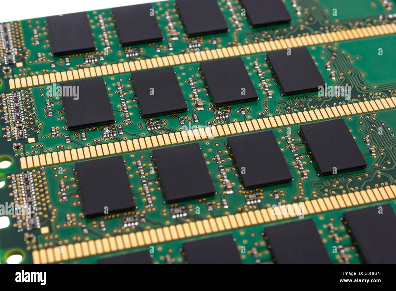 Electronic collection - computer random access memory (RAM) modules isolated on the white ...