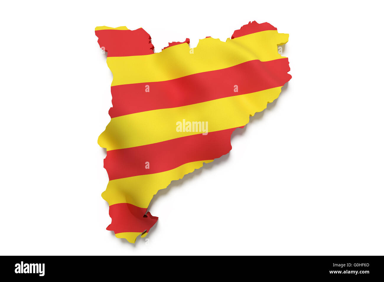 3d rendering of map of Catalonia with Catalonia flag on background ...