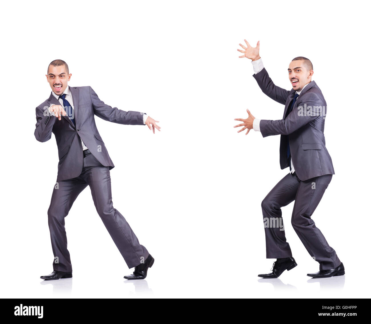 Dancing businessman isolated on white Stock Photo - Alamy