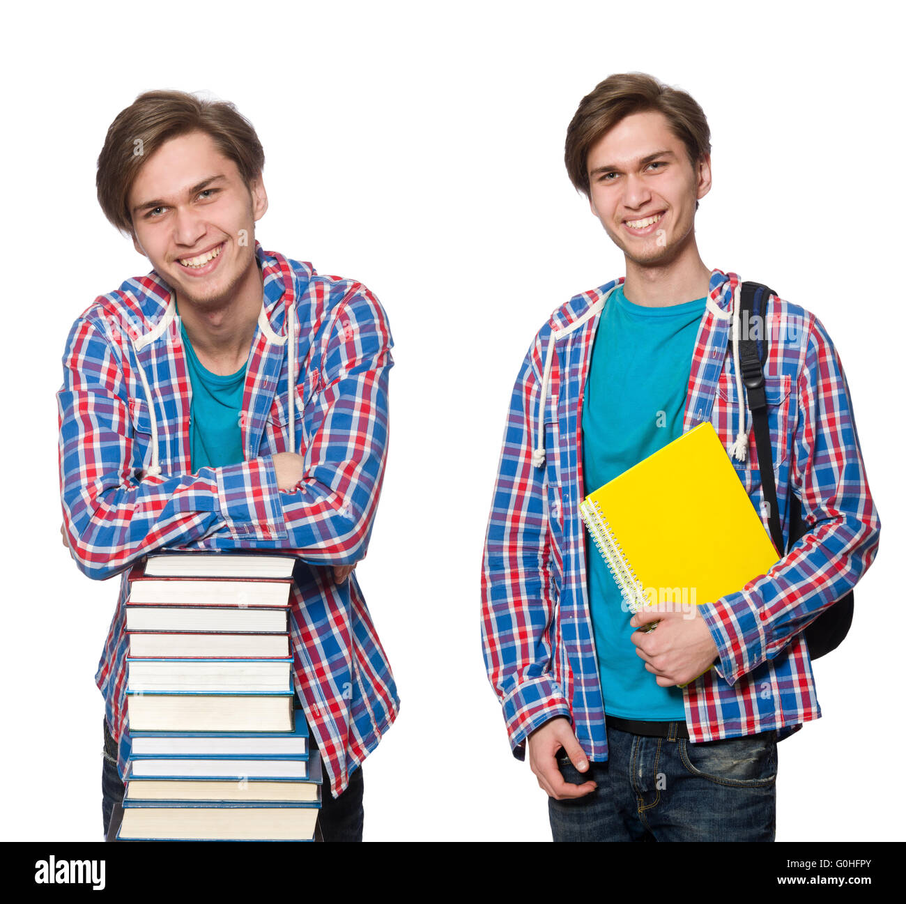 Composite photo of student with books Stock Photo - Alamy
