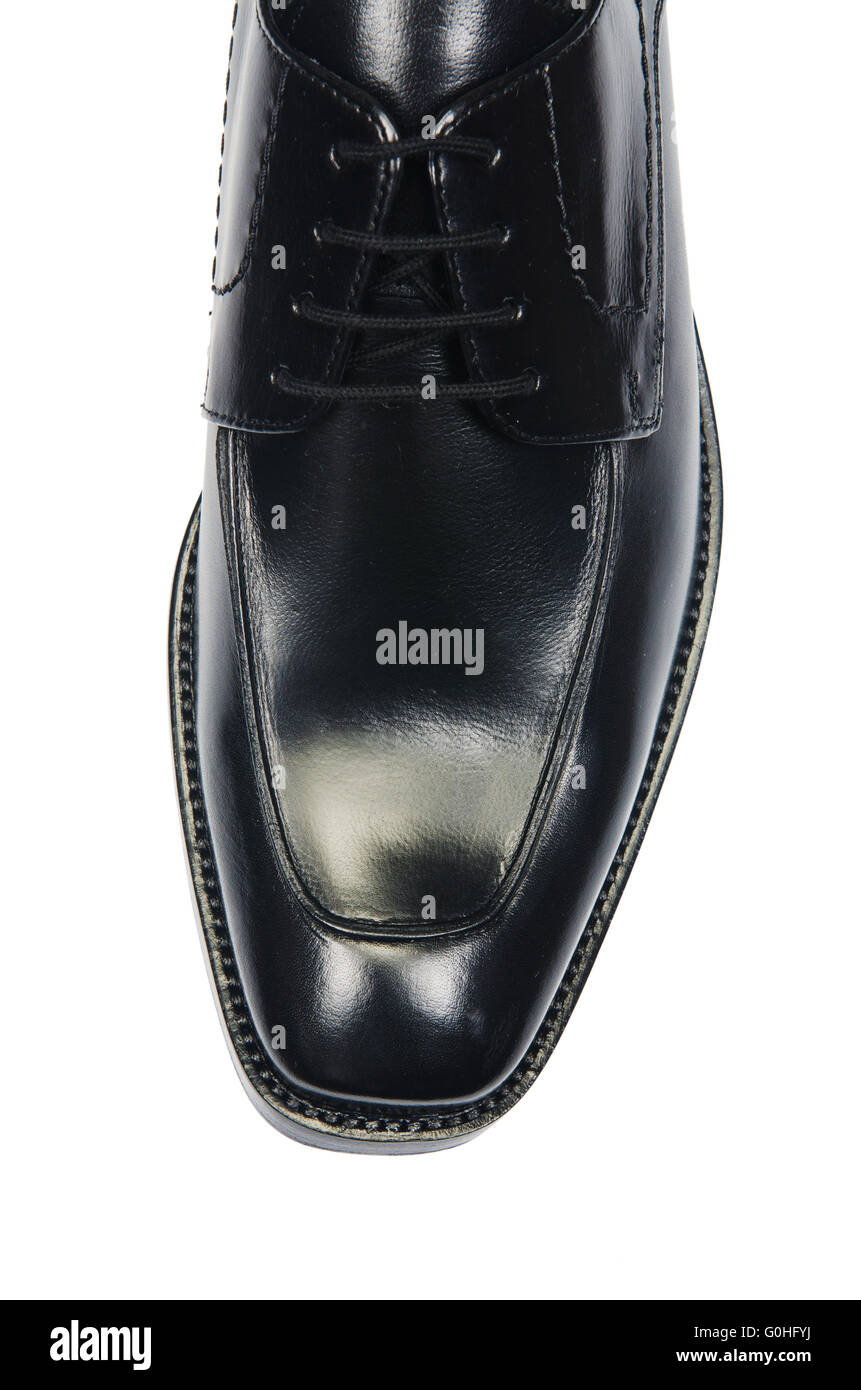 Tip of male shoes isolated on white Stock Photo - Alamy