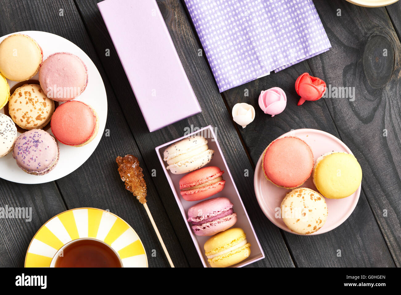 French delicious dessert macaroons Stock Photo - Alamy