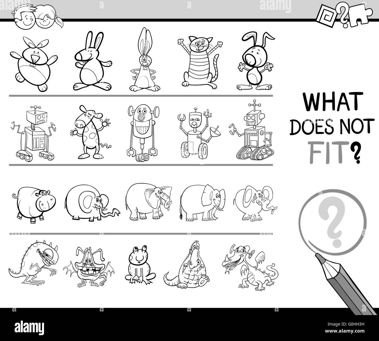 wrong item activity for coloring Stock Photo - Alamy