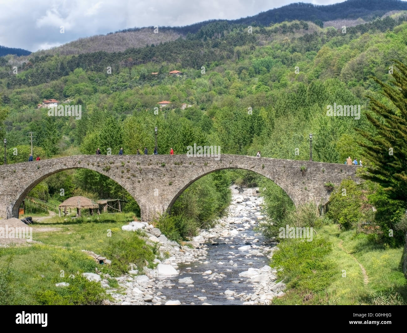 The old bridge at Pontremoli in Lunigiana, north Tuscany. On the Via ...
