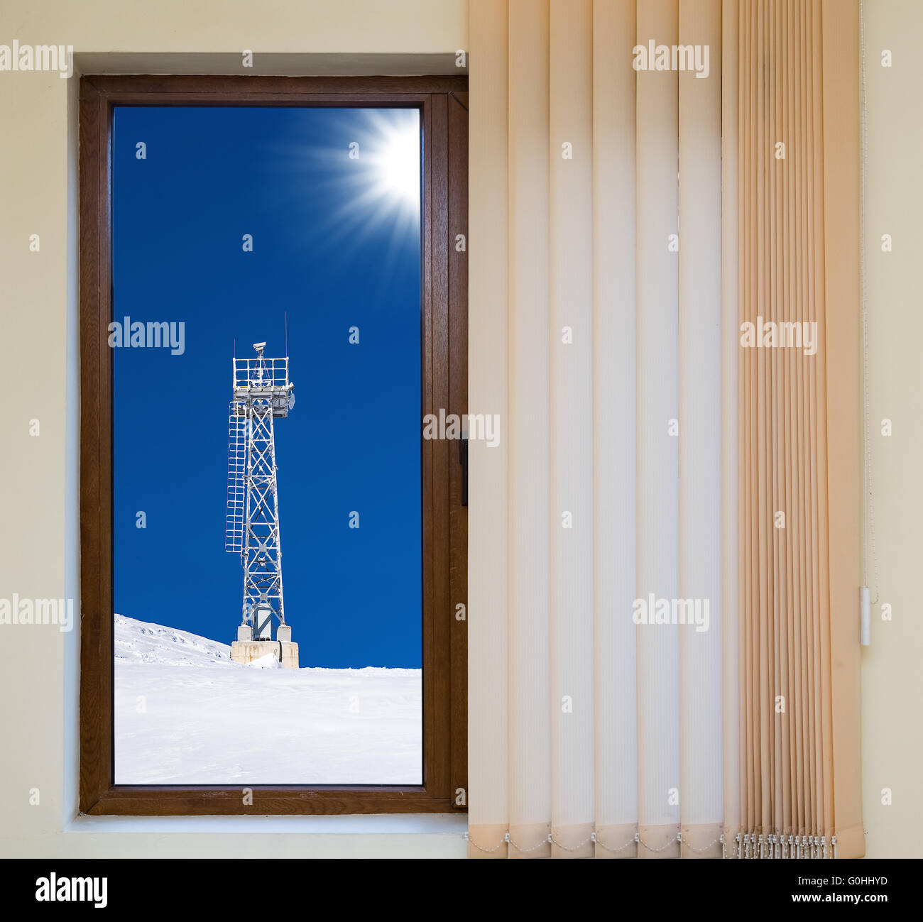 view from the window with blinds Stock Photo - Alamy