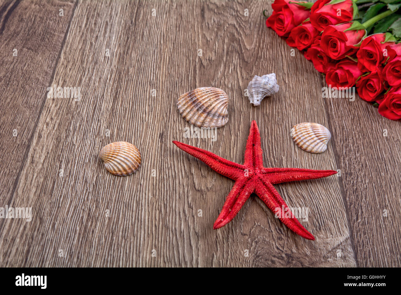 Red starfish and roses hi-res stock photography and images - Alamy