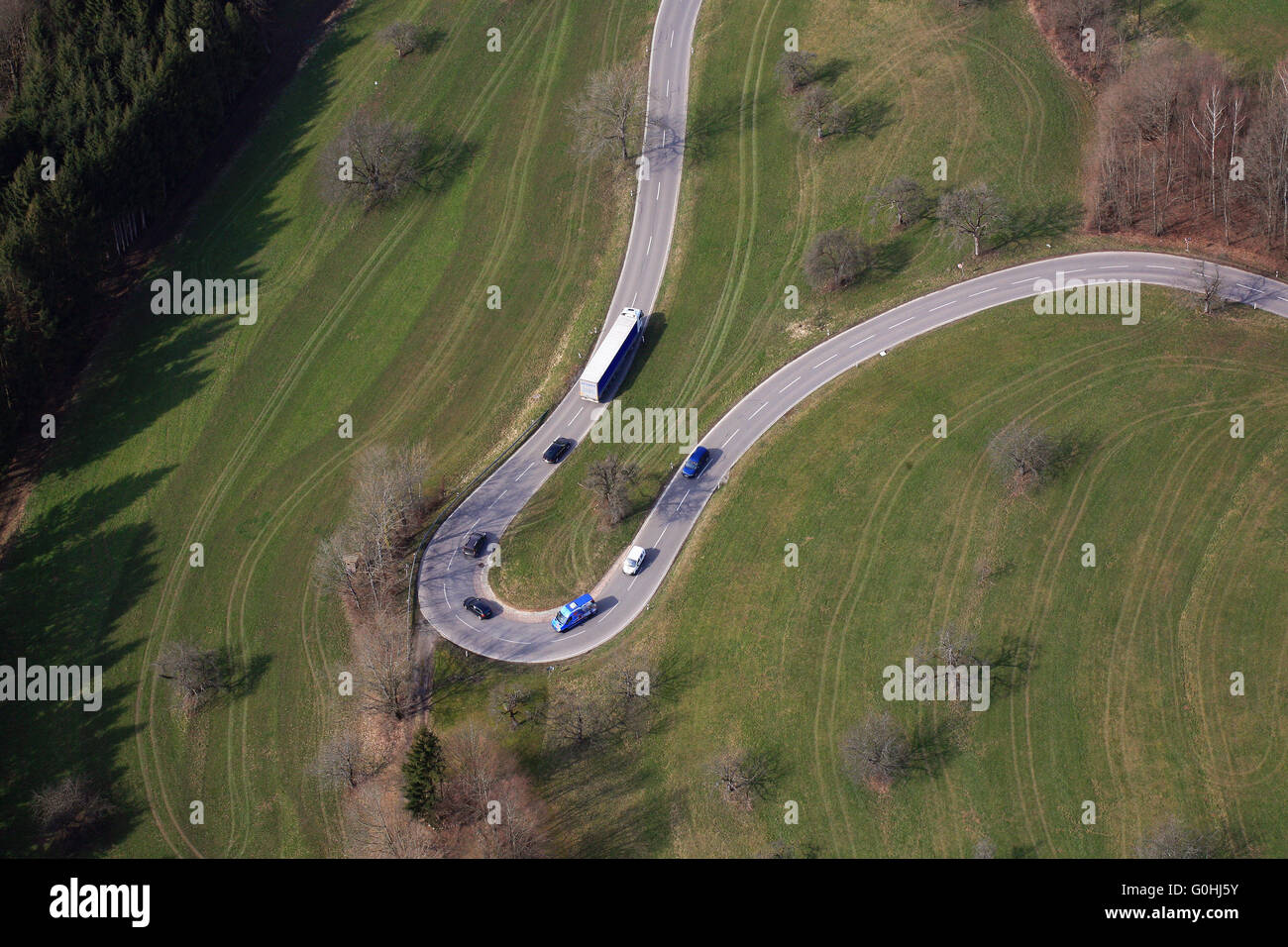 Hairpin curve in the Black Forest Stock Photo - Alamy