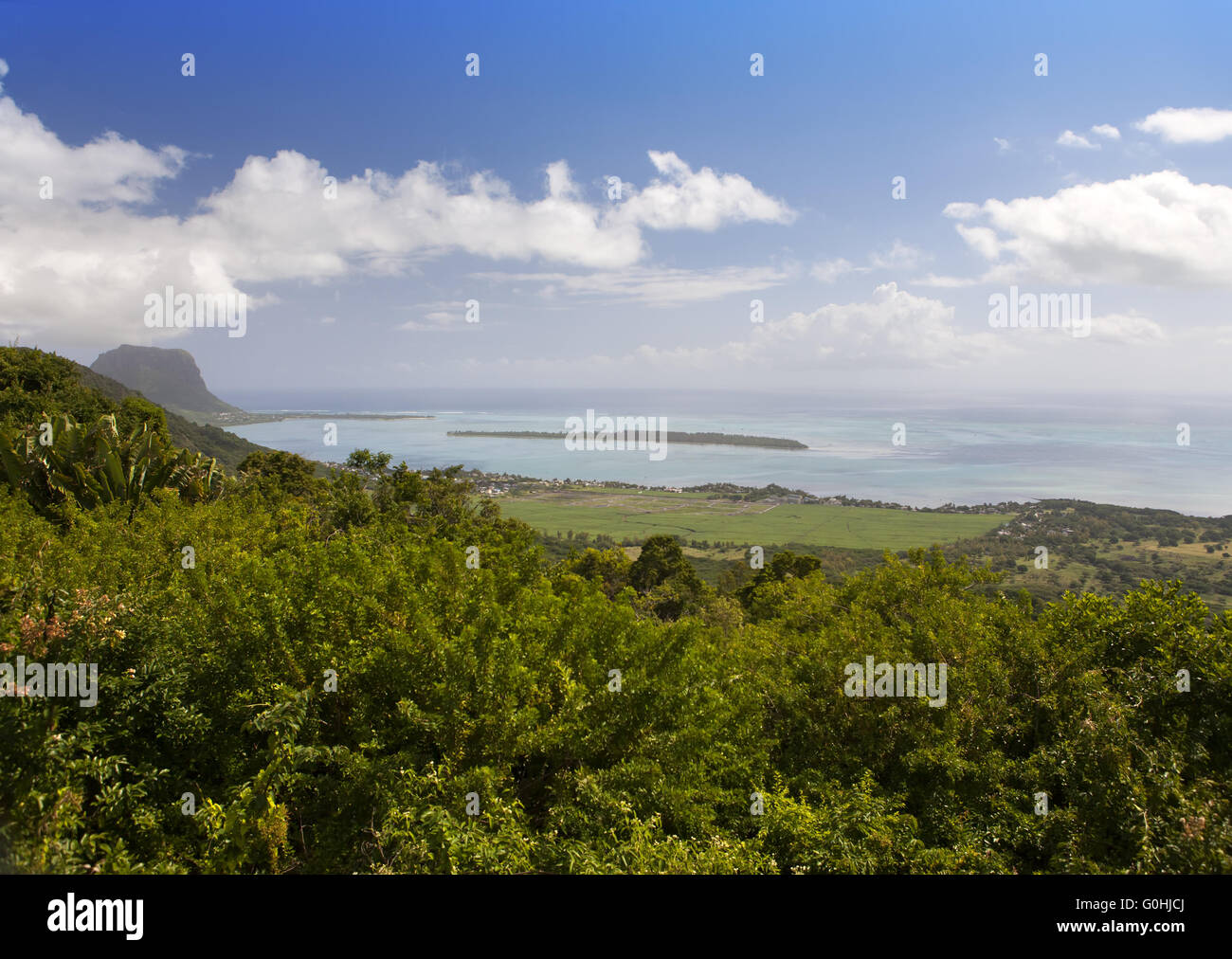 Mauritius. View of mountains and Indian Ocean Stock Photo - Alamy