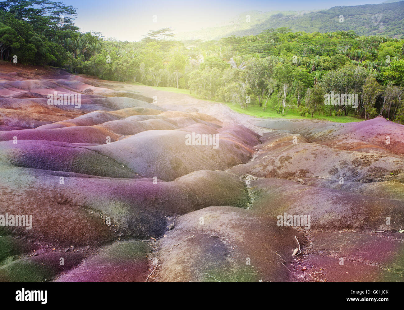 Main sight of Mauritius- Chamarel- seven color lands Stock Photo - Alamy