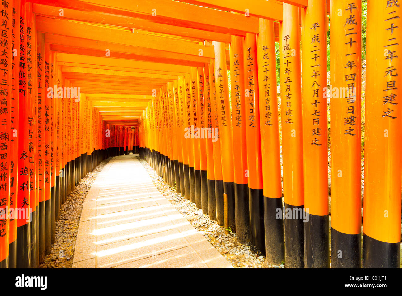 Fushimi Inari Shrine Curved Writing Torii Gates H Stock Photo - Alamy