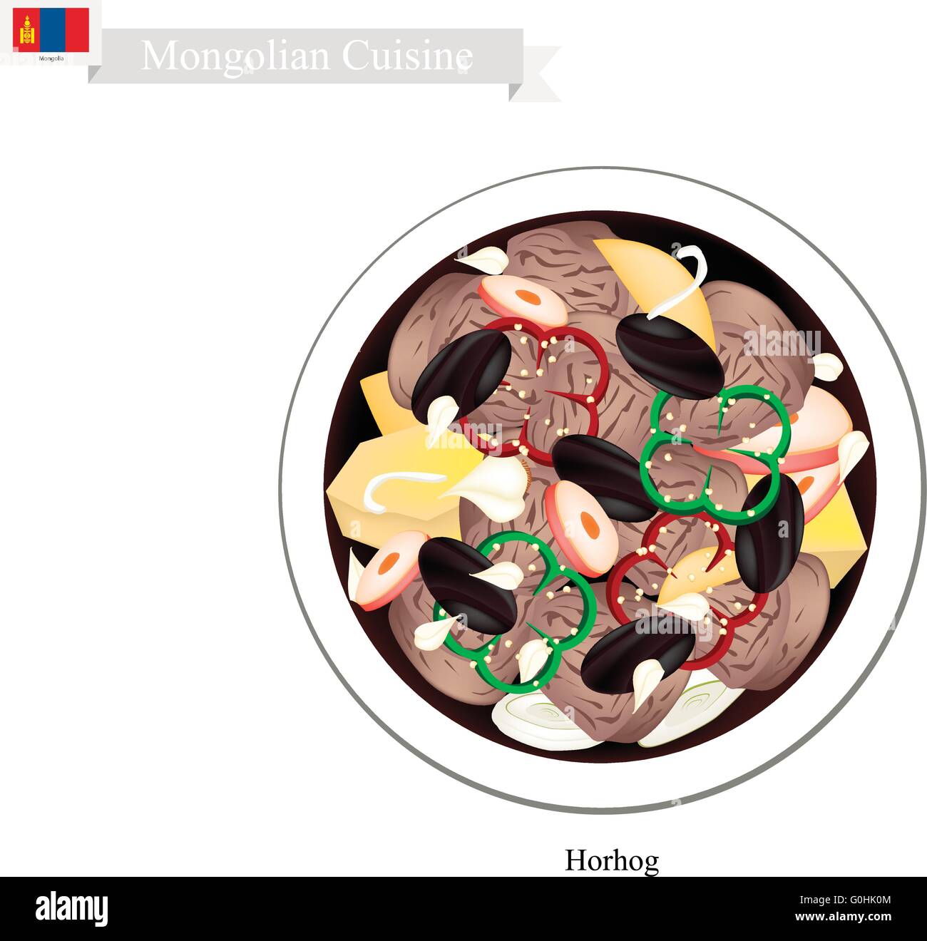 Mongolian Cuisine, Horhog or Meat Barbecue with Carrots, Cabbage and ...