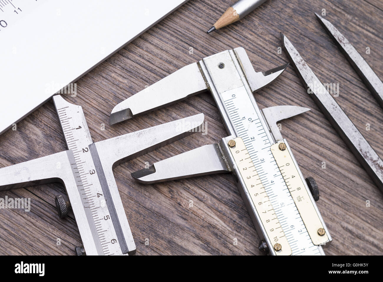Measurement devices on table Stock Photo - Alamy