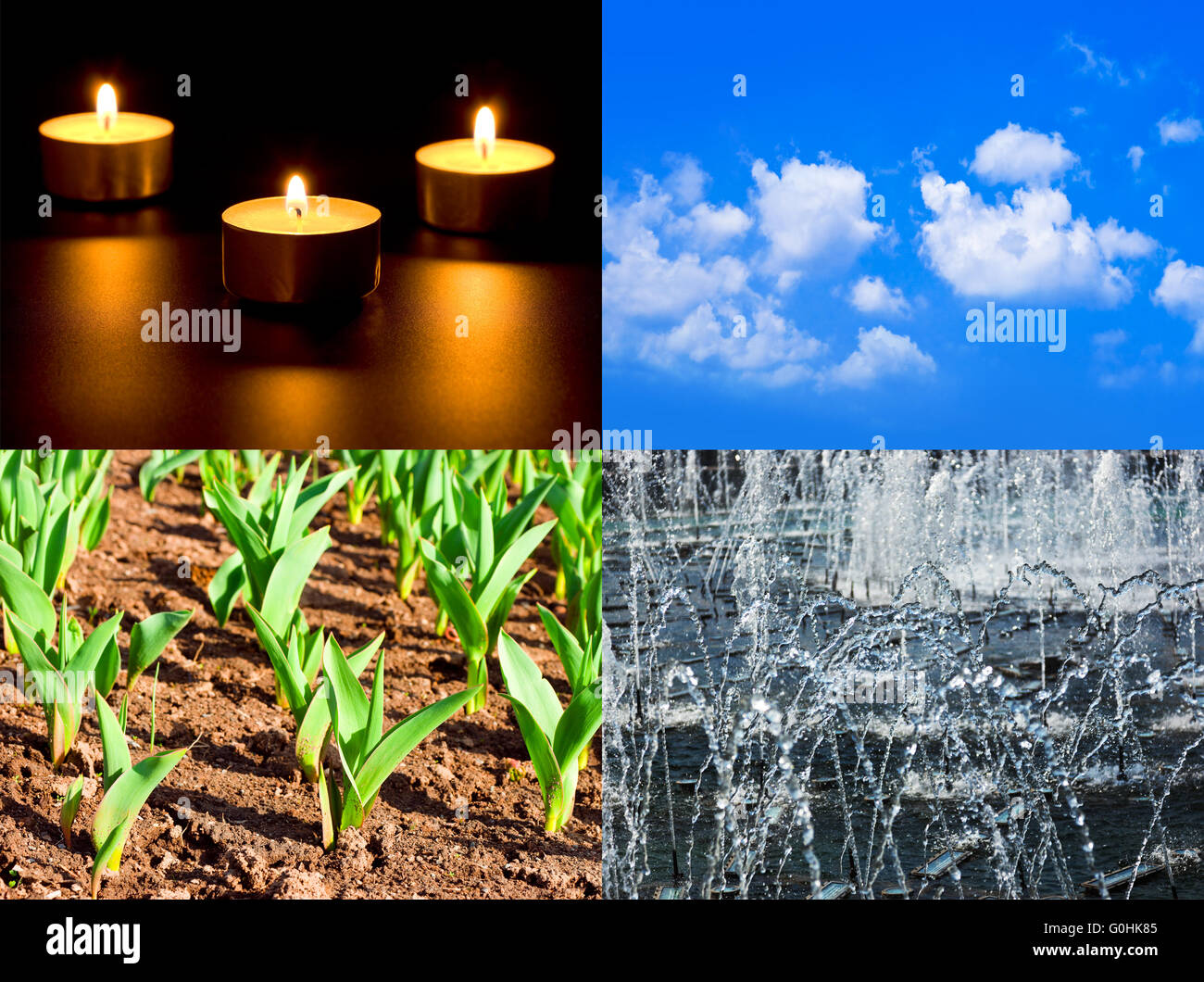 Set of four elements fire, air, ground, water Stock Photo - Alamy