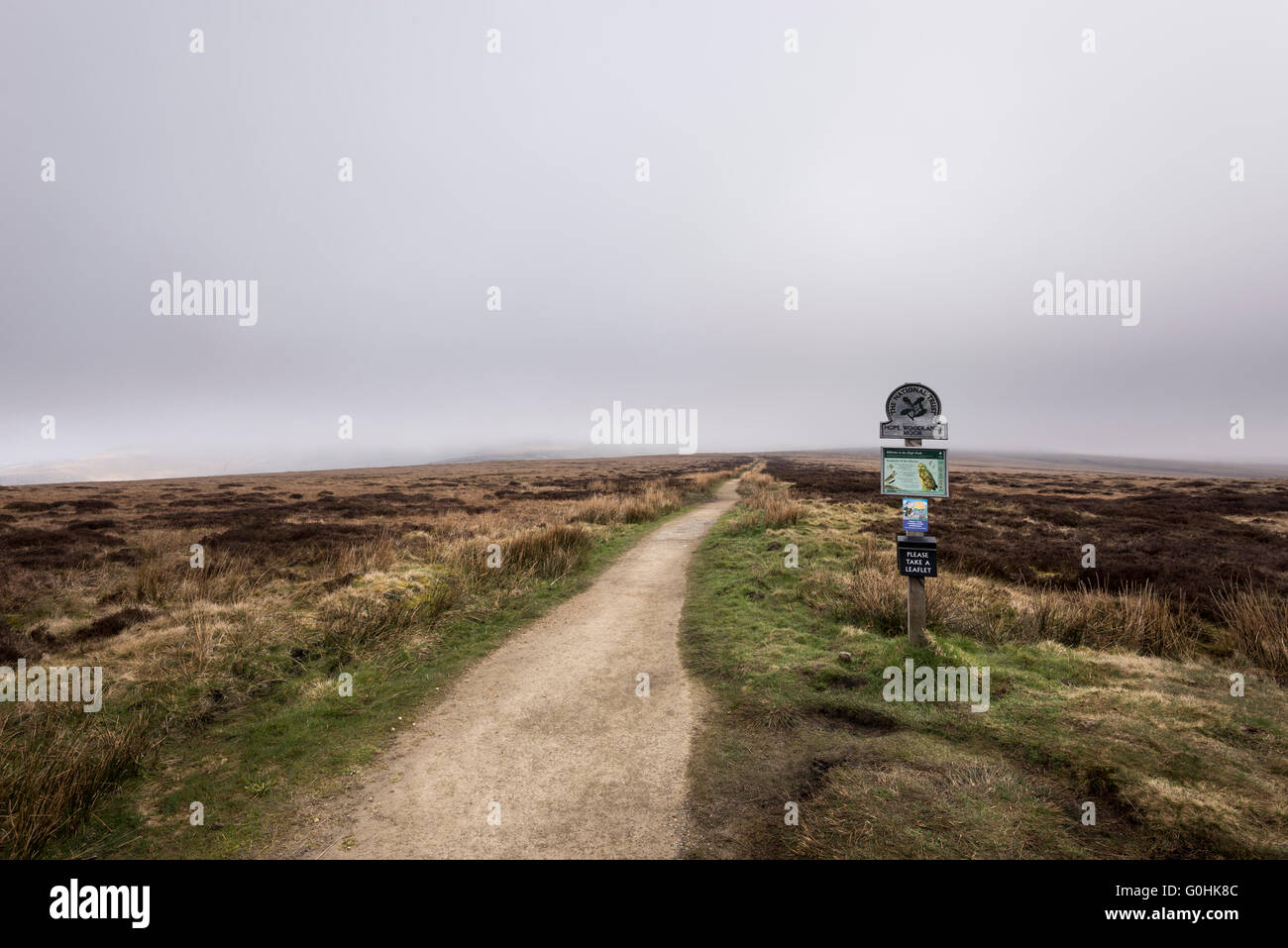 National trust footpath sign on the Pennine way. Path leading onto ...
