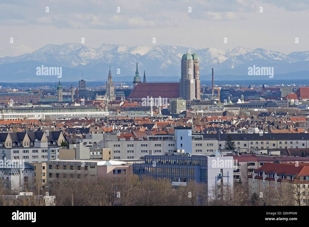 Munich with view to the alps Stock Photo - Alamy