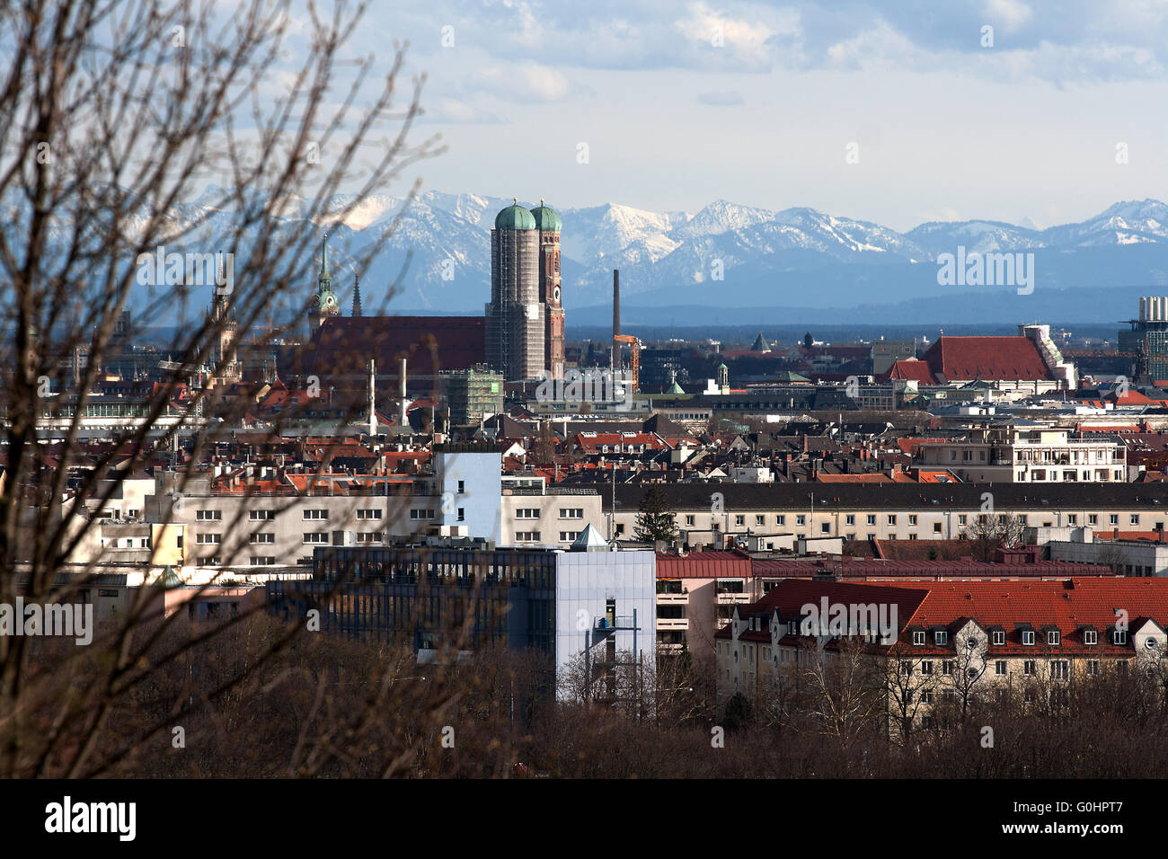 Munich with view over the alps Stock Photo - Alamy