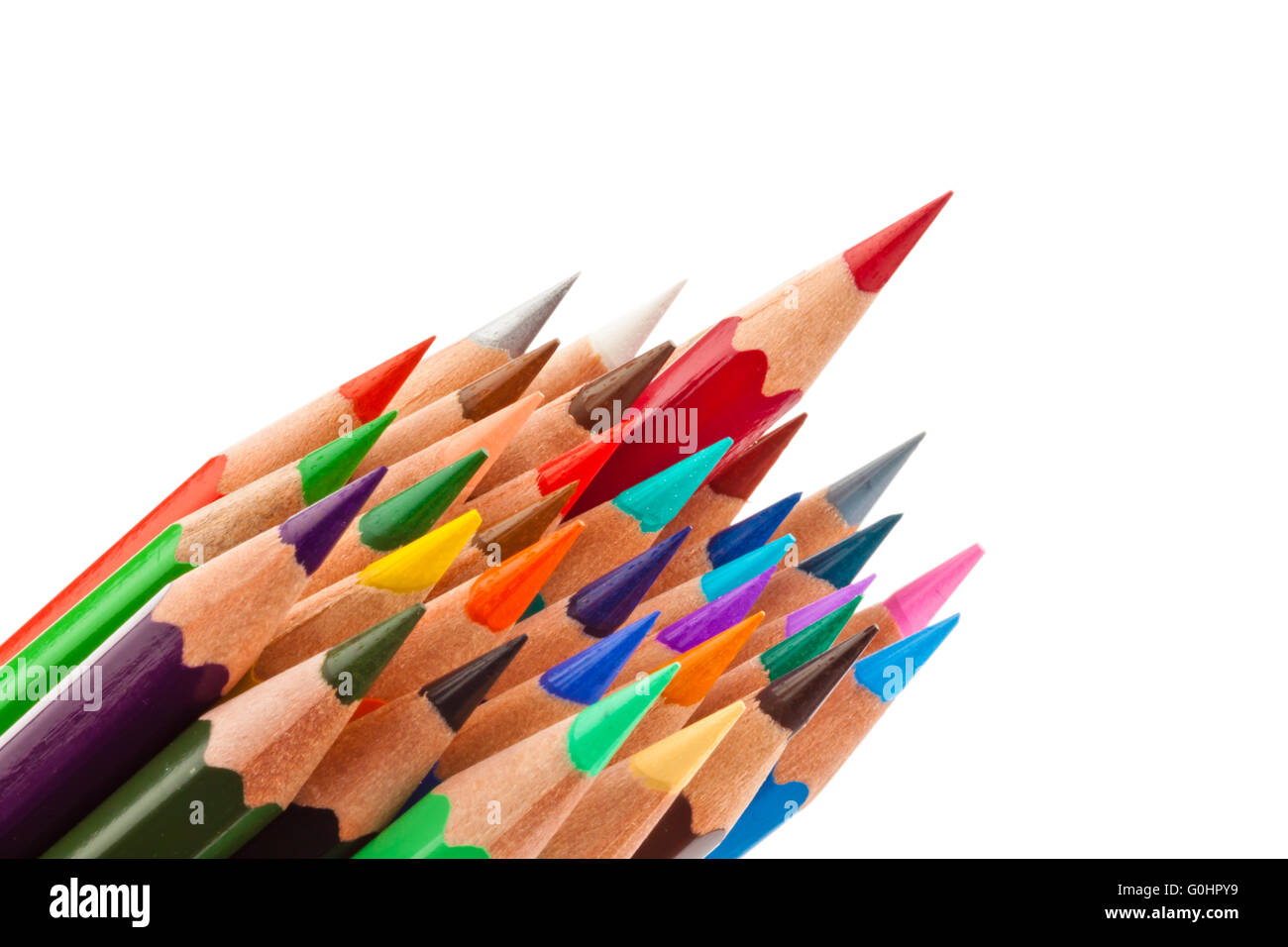 Colored pencils on white background Stock Photo - Alamy