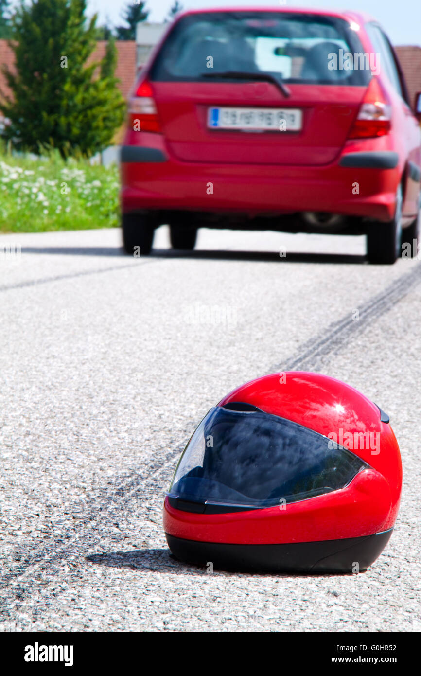 Motorcycle accident. Traffic accident and skid marks Stock Photo - Alamy