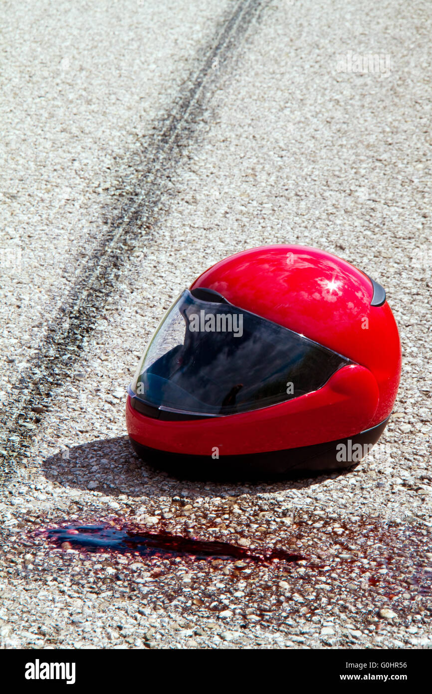 Motorcycle accident. Traffic accident and skid marks Stock Photo - Alamy