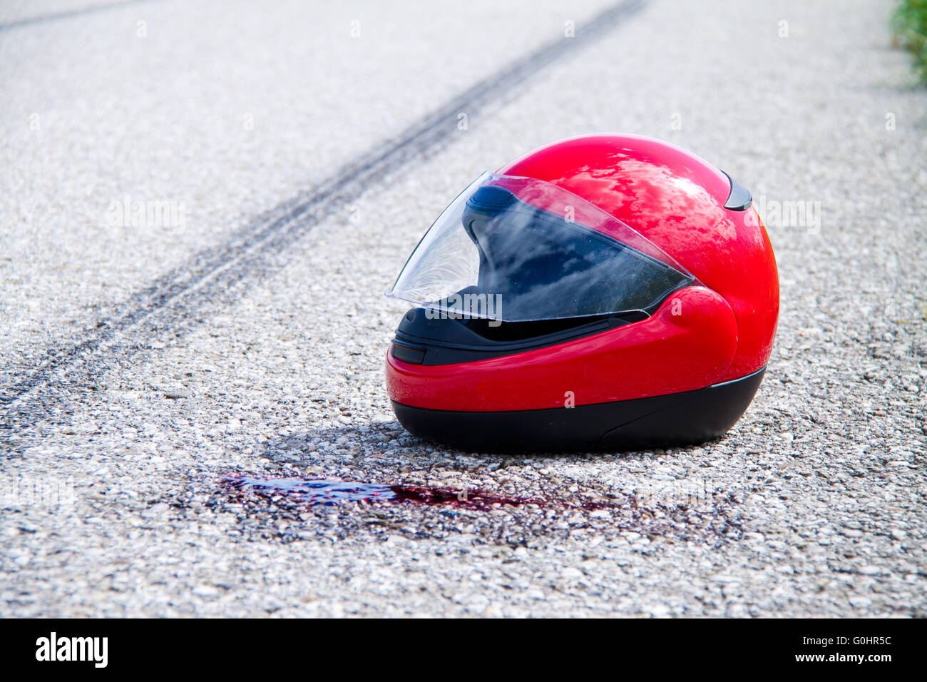 Motorcycle accident. Traffic accident and skid marks Stock Photo - Alamy