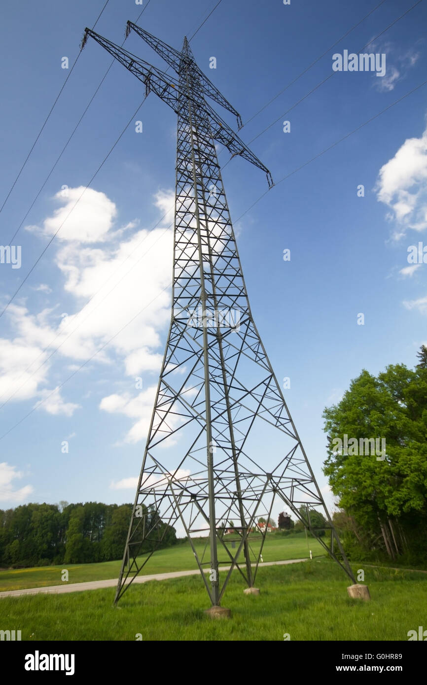 Electrical tower in spring time Stock Photo - Alamy
