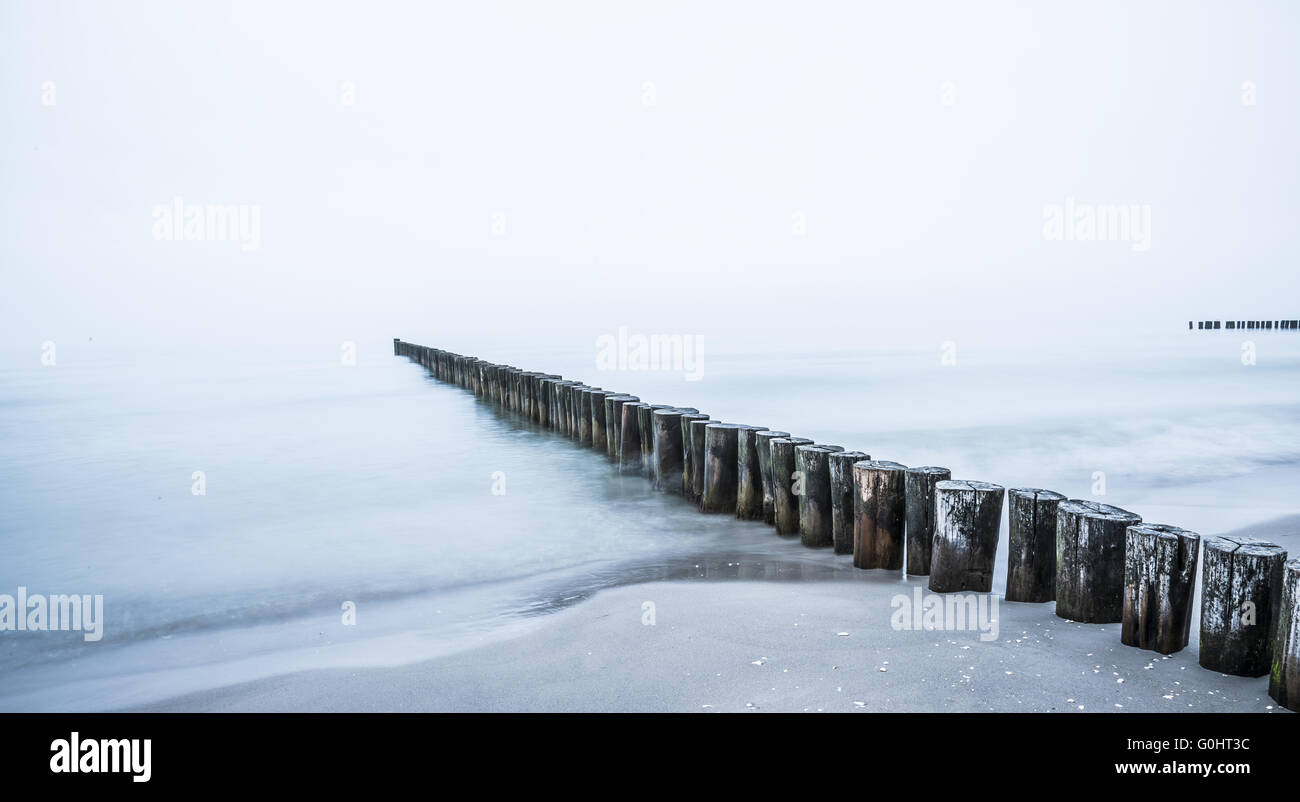 Groynes on coast of baltic sea Stock Photo - Alamy
