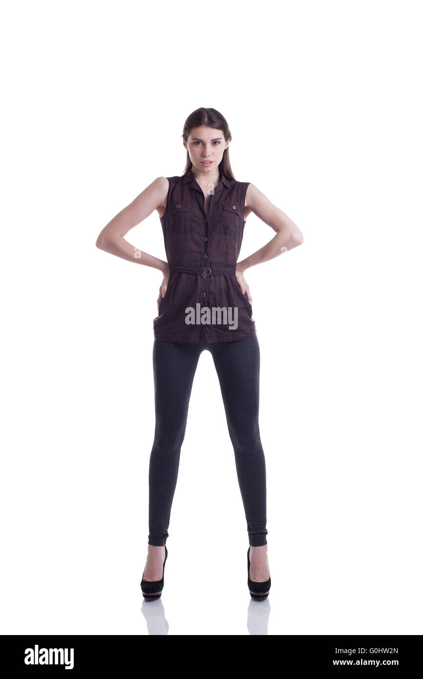 Tall slim girl posing in fashionable clothing Stock Photo - Alamy