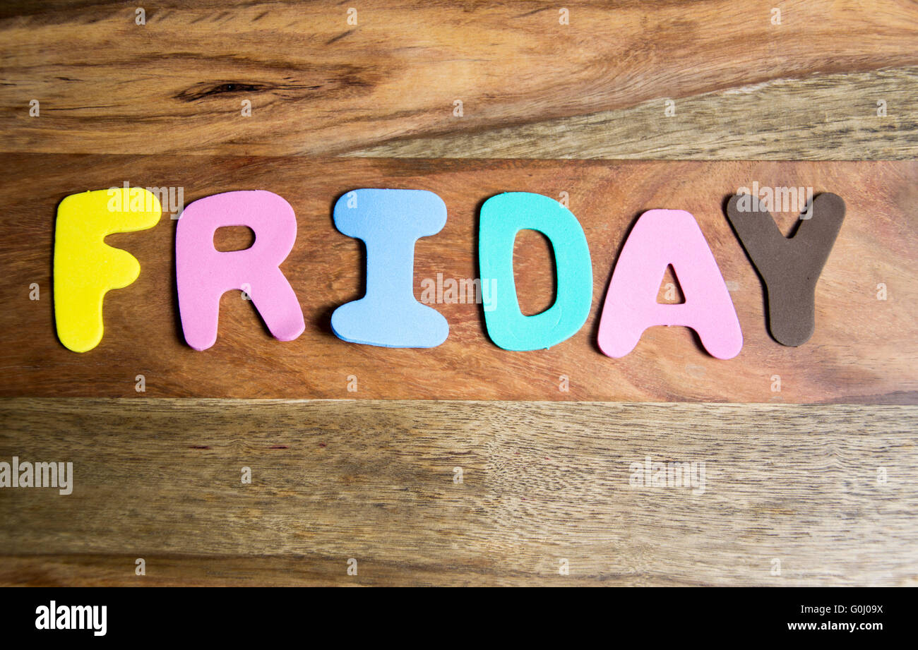 Word friday formed by colorful letters Stock Photo - Alamy