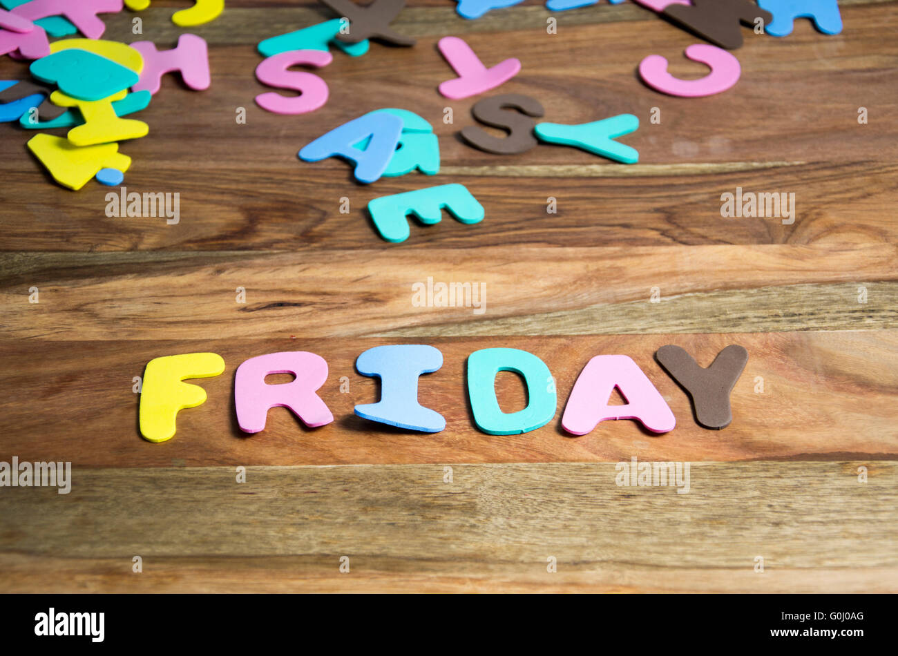 Word friday formed by colorful letters Stock Photo - Alamy