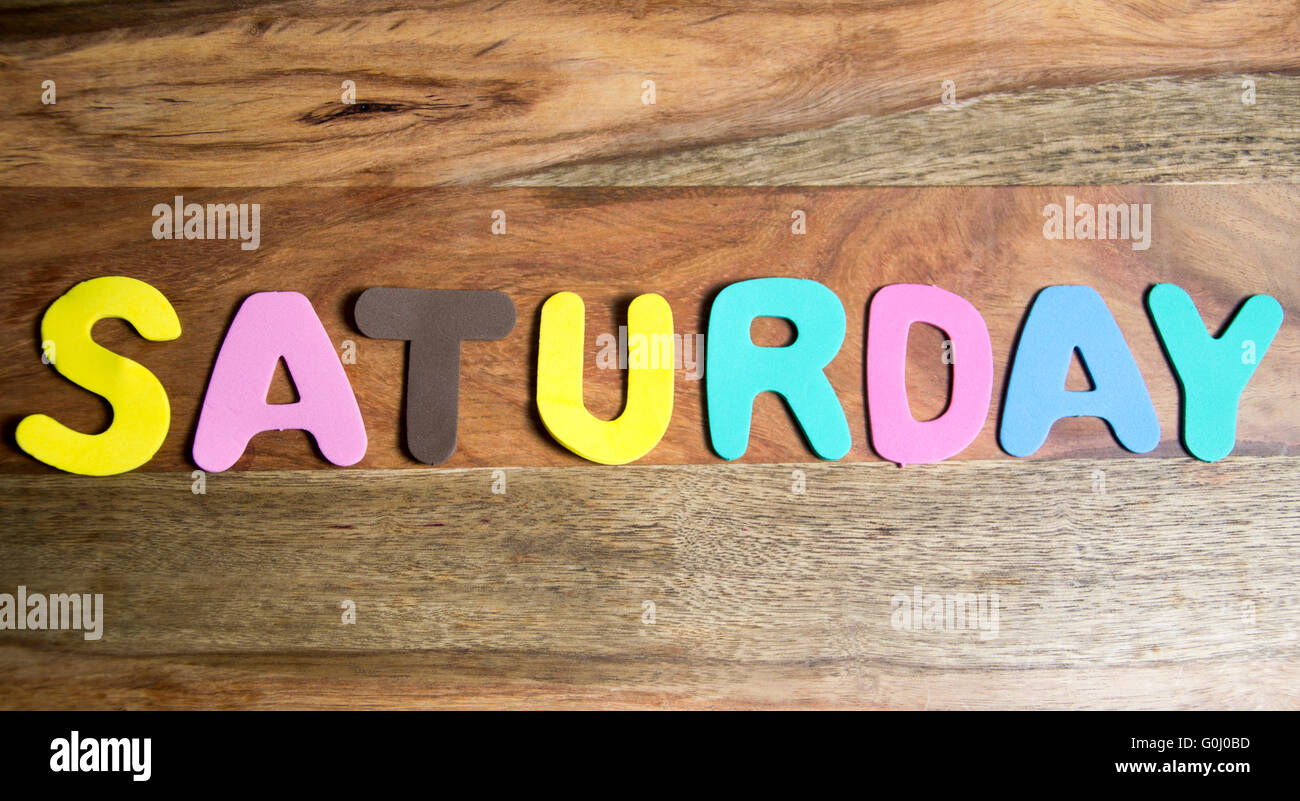 Saturday word colourful hi-res stock photography and images - Alamy