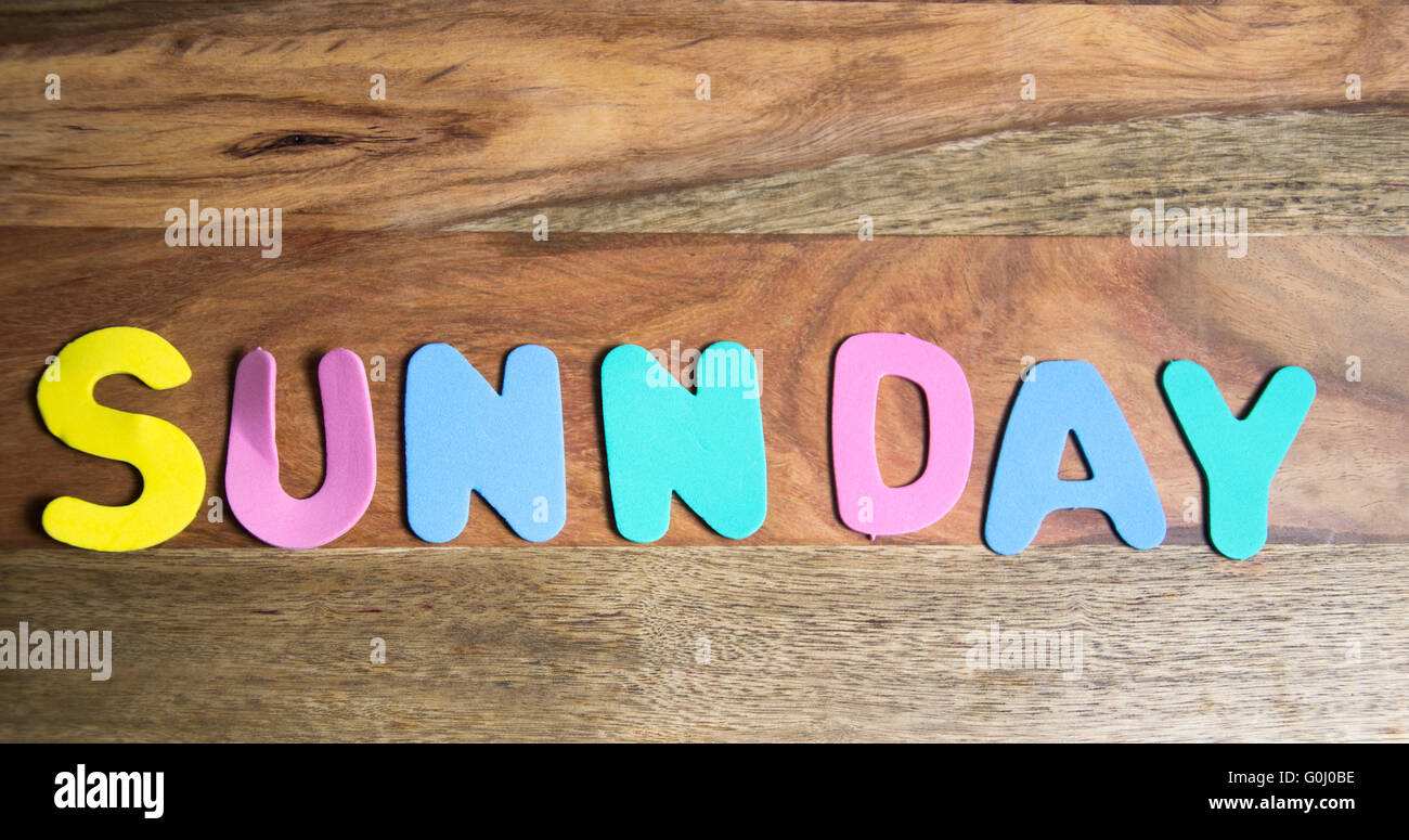 Word sunday formed by colorful letters Stock Photo - Alamy