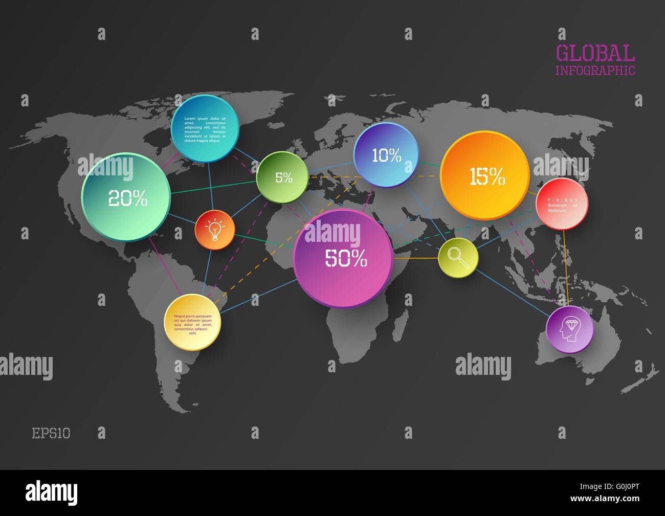 World map design dark Stock Vector Images - Alamy