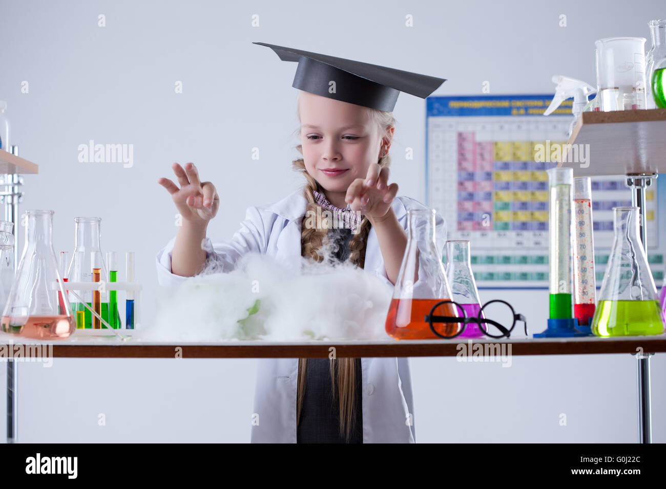 Image of cute chemist conducting experiment in lab Stock Photo - Alamy