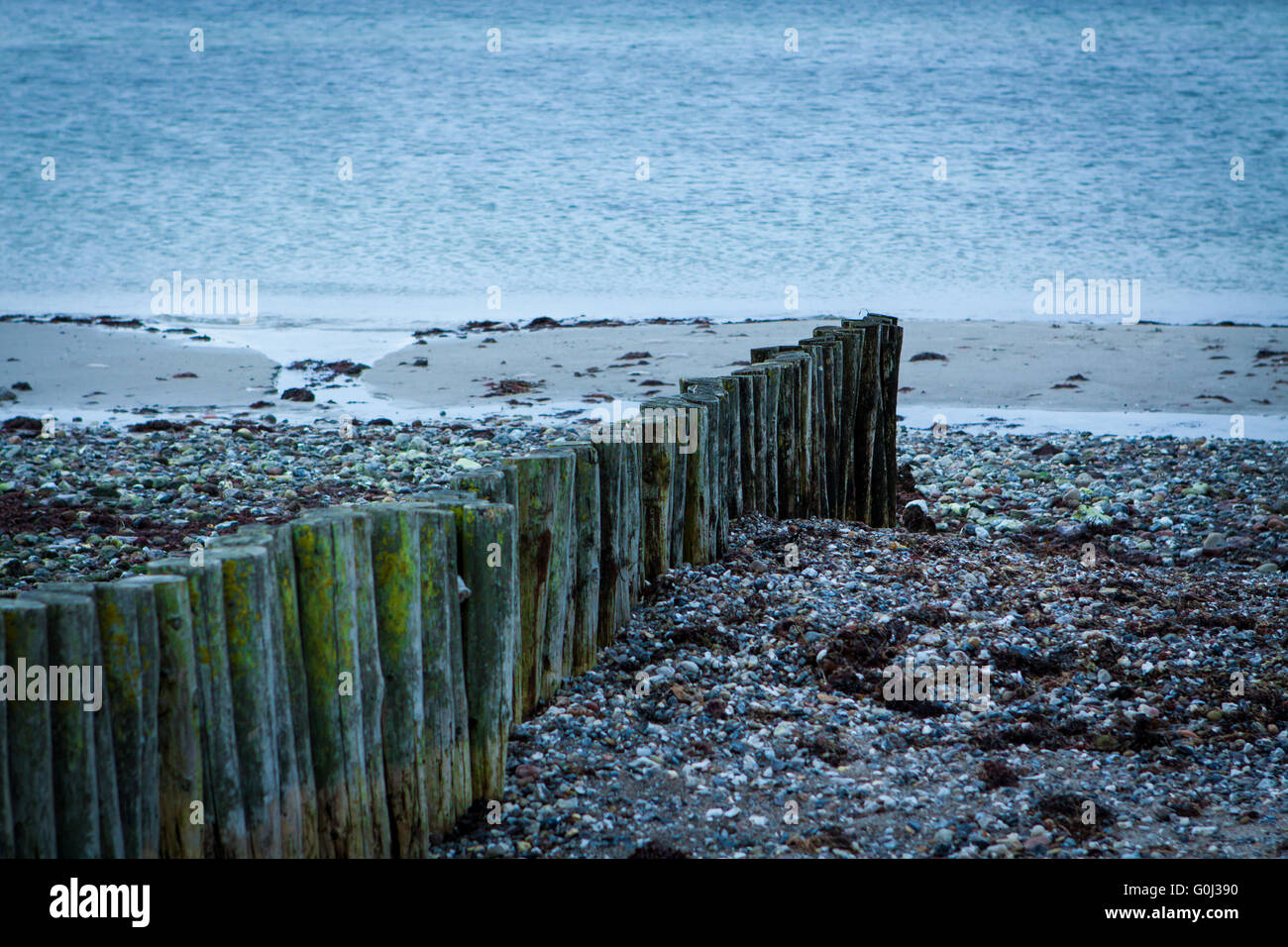 baltic sea background evening wooden wave breaker beach Stock Photo - Alamy